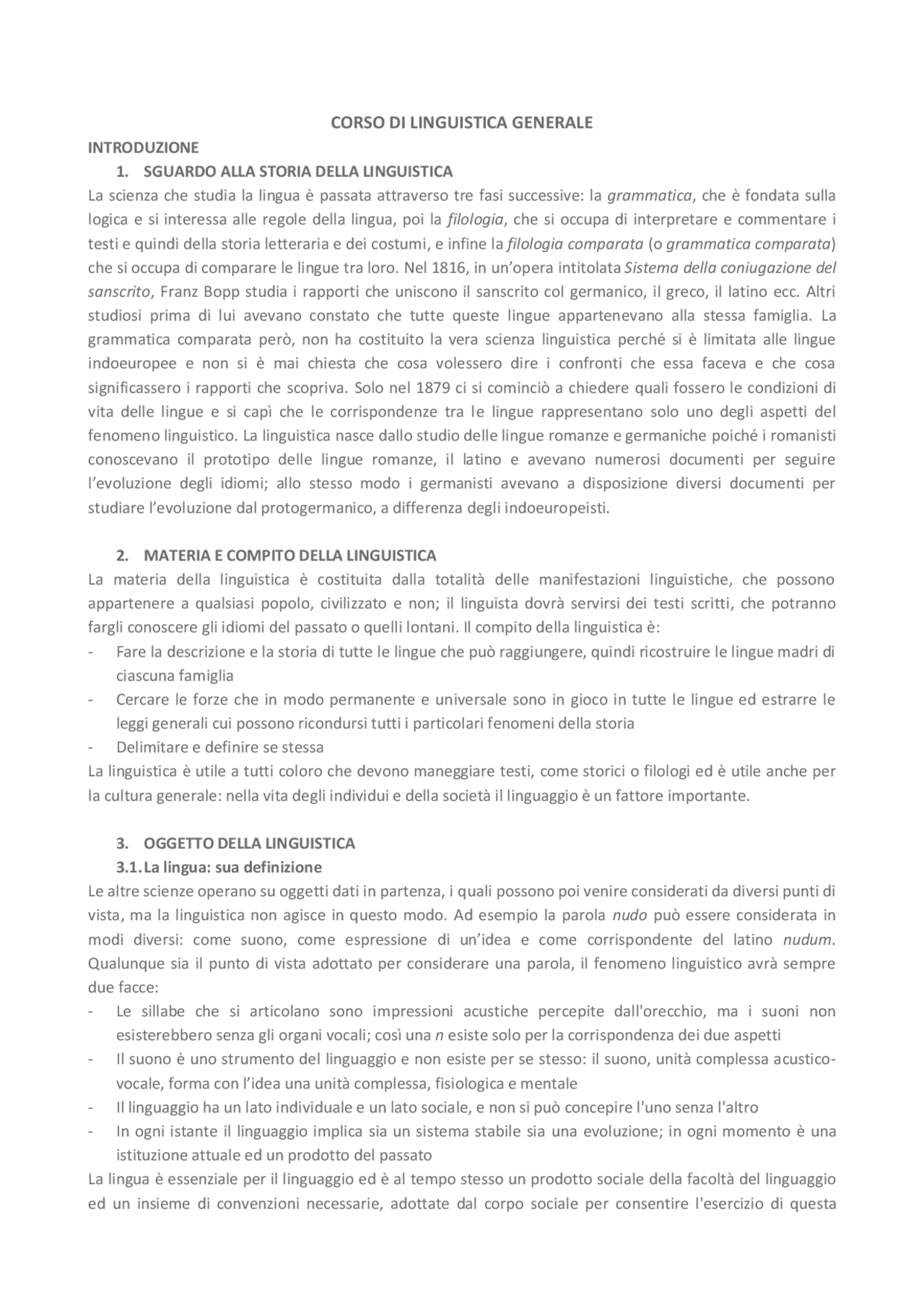 Corso Di Linguistica Generale Docsity