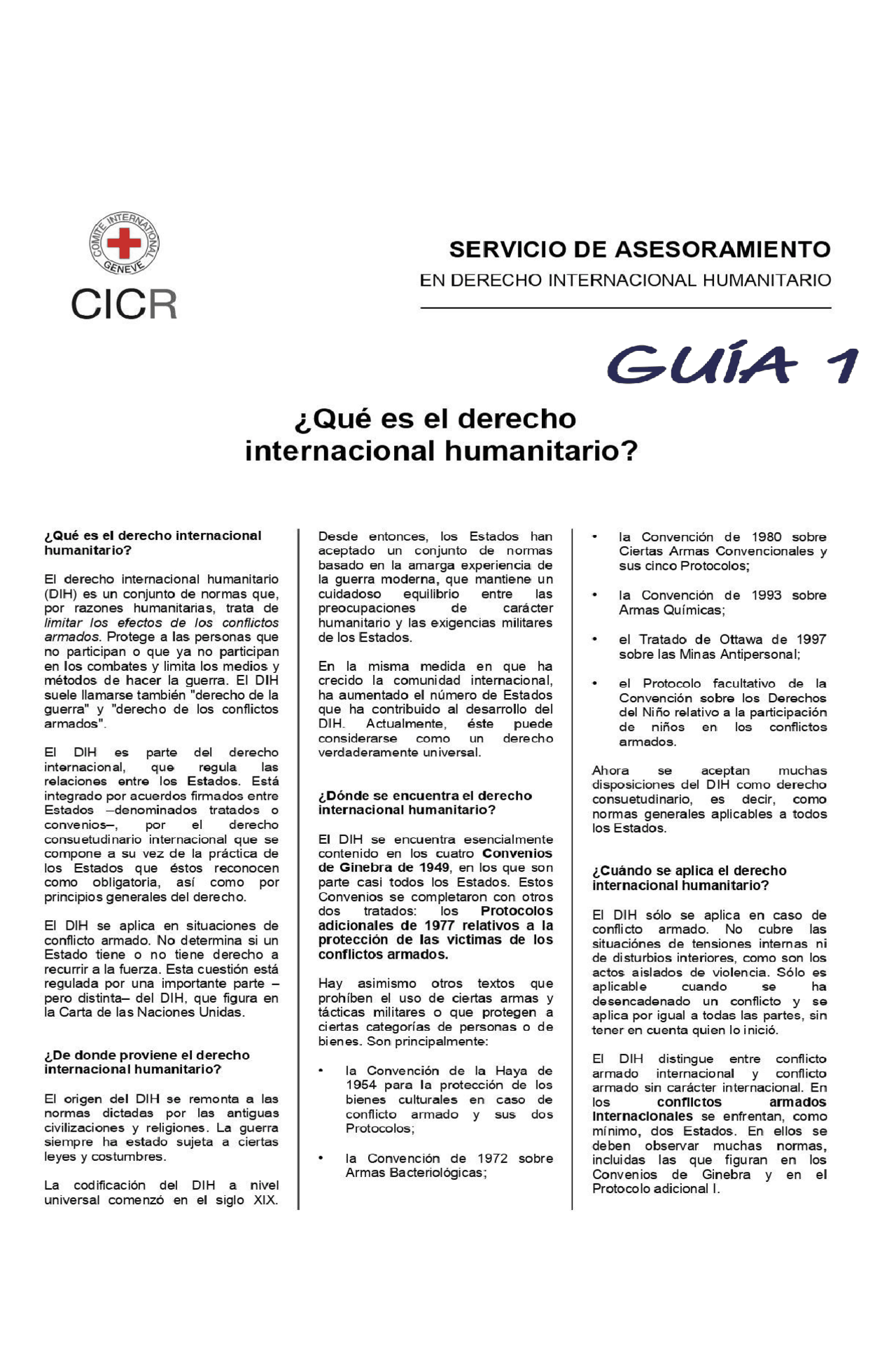 Inicios del dih , antes ,durante y después caracteristicas - Docsity