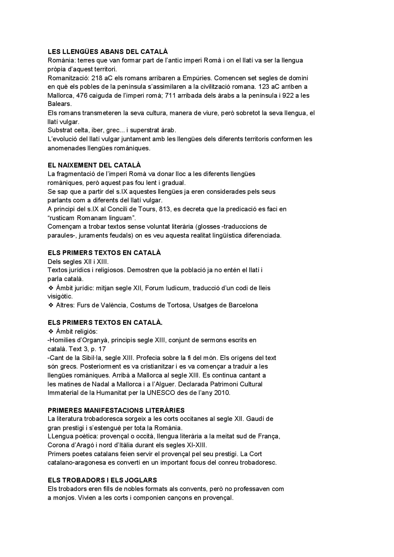 Els Primers textos en Català - Docsity