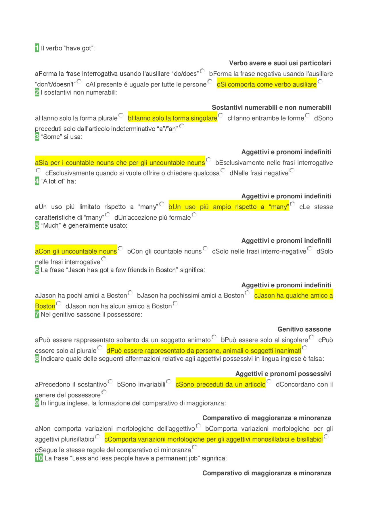Test Inglese L14 Unimercatorum Prove Desame Di Lingua Inglese Docsity