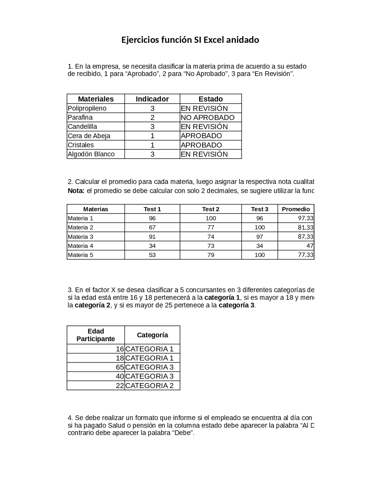 EJERCICIOS SI CONDICIONAL RESUELTO - Docsity