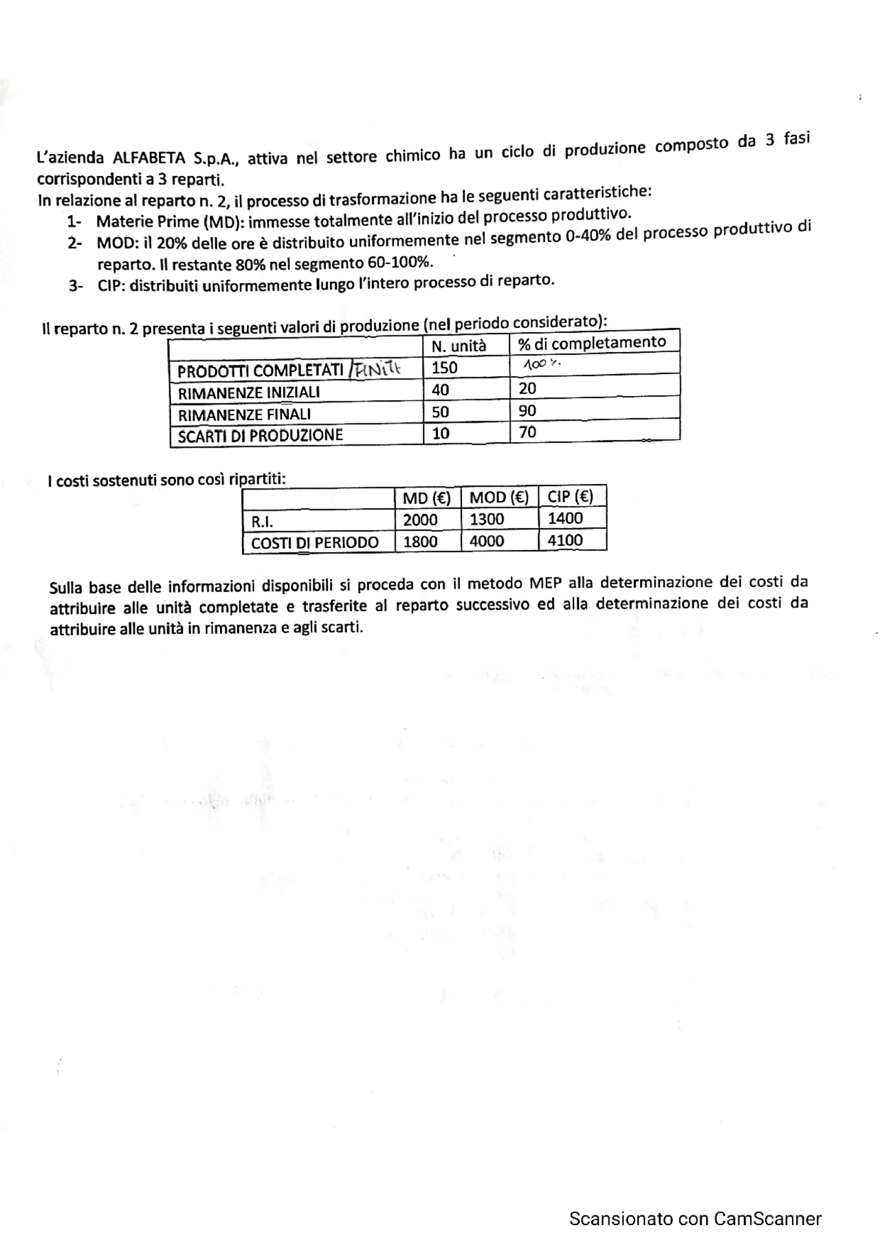 Esercizi Programmazione E Controllo Docsity