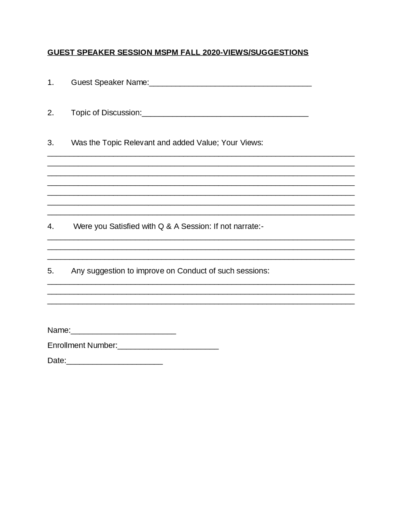 Guest Speaker and its acknoledgement - Docsity