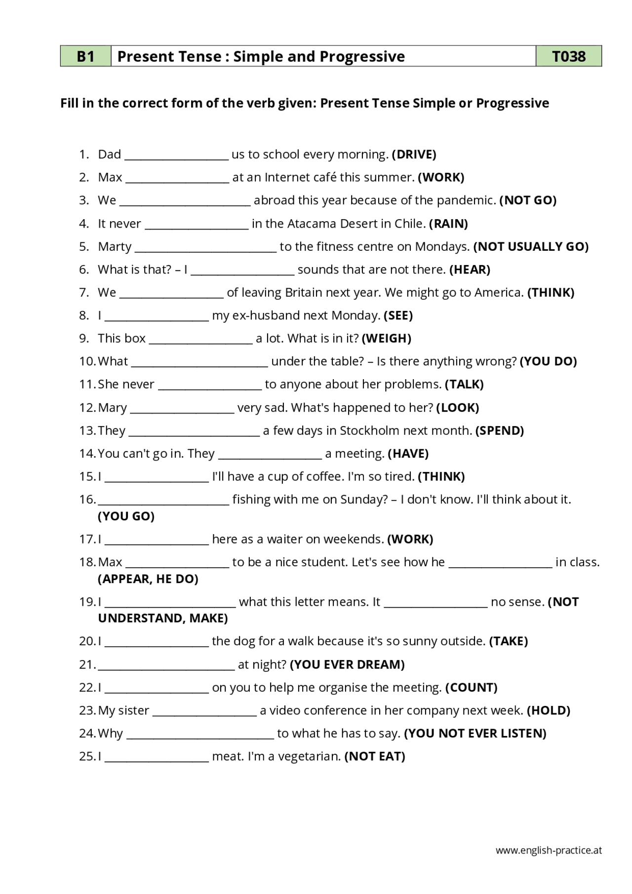 Present simple, usos y su mejor utilización. - Docsity