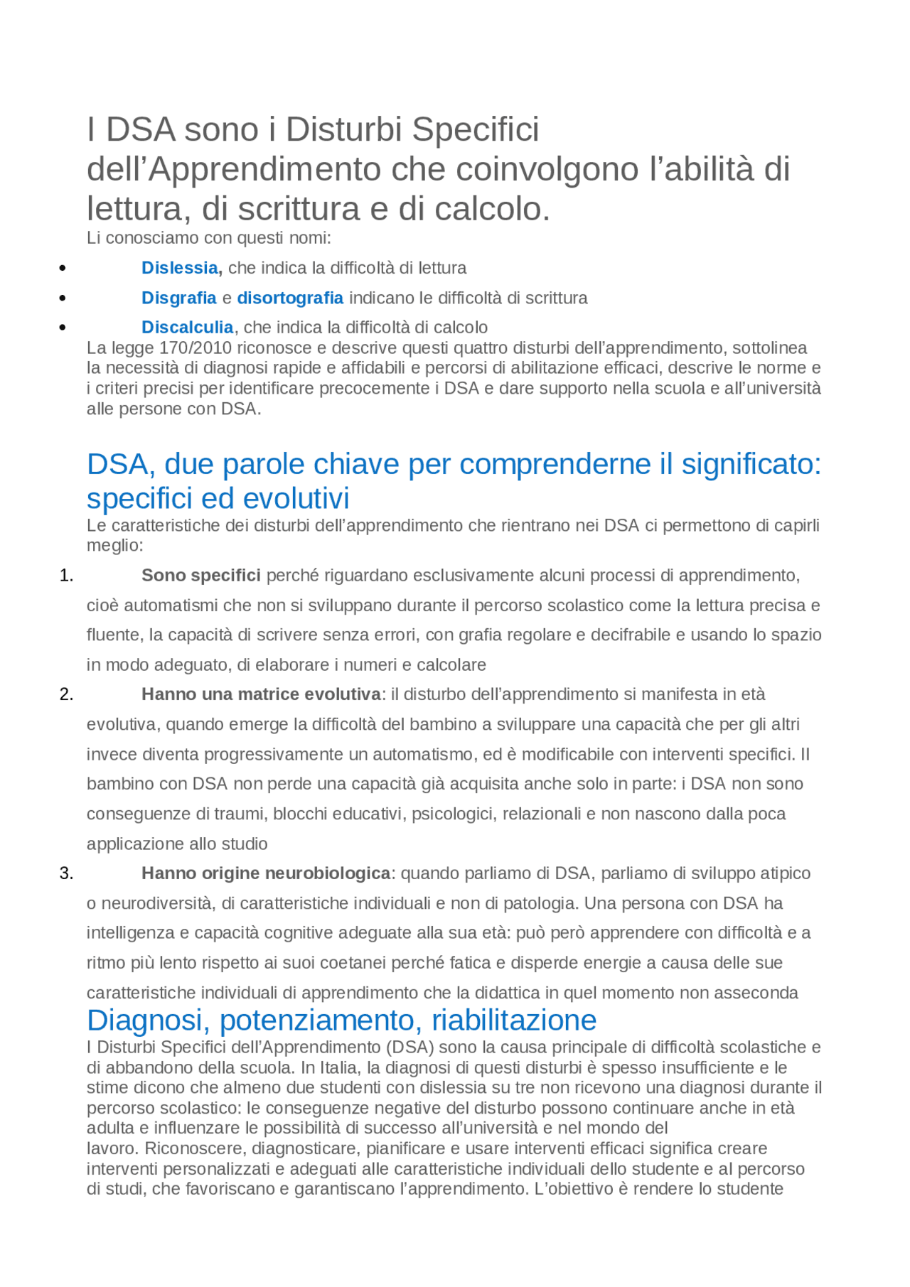 I Disturbi Specifici Dellapprendimento Docsity