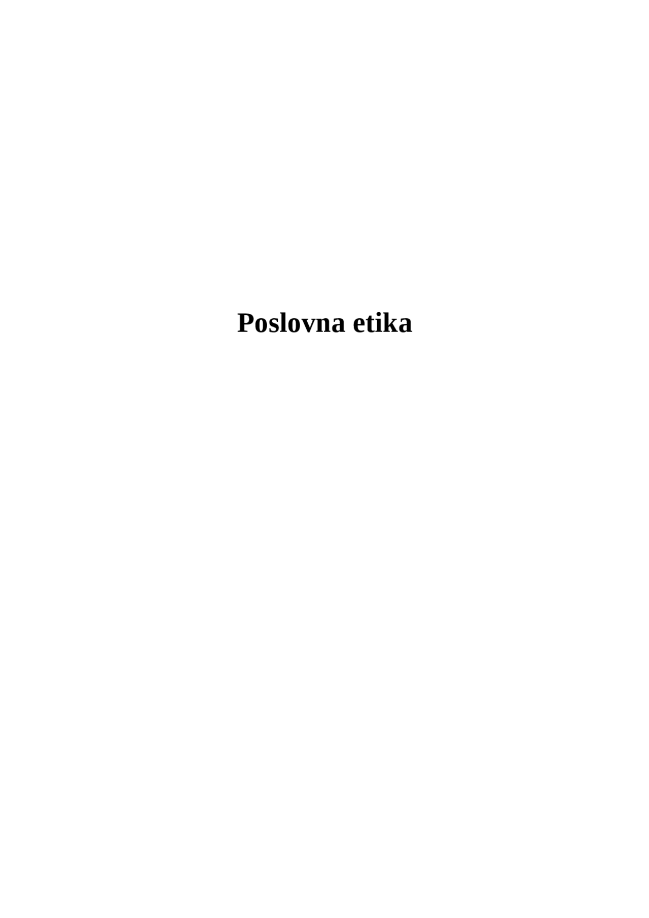 Poslovna Etika Beleške Predlog Etika Docsity
