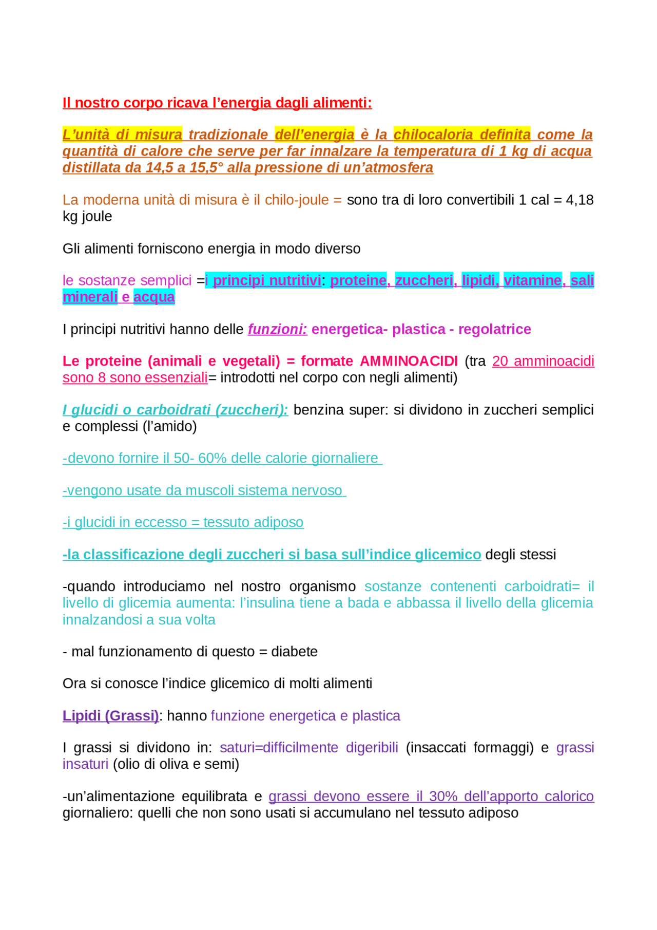 Alimentazione, schemi generali - Docsity