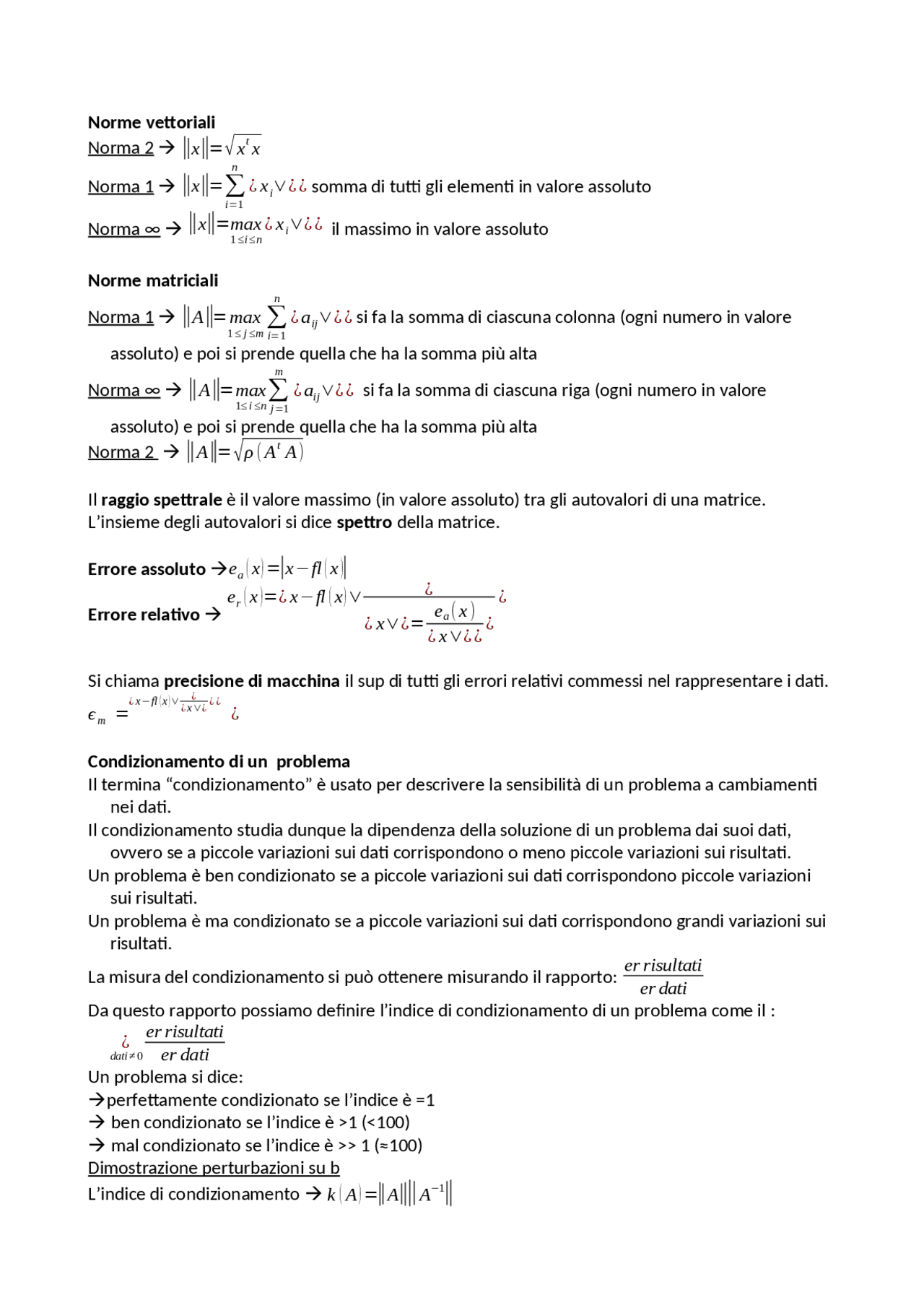 Calcolo appunti e formule - Docsity