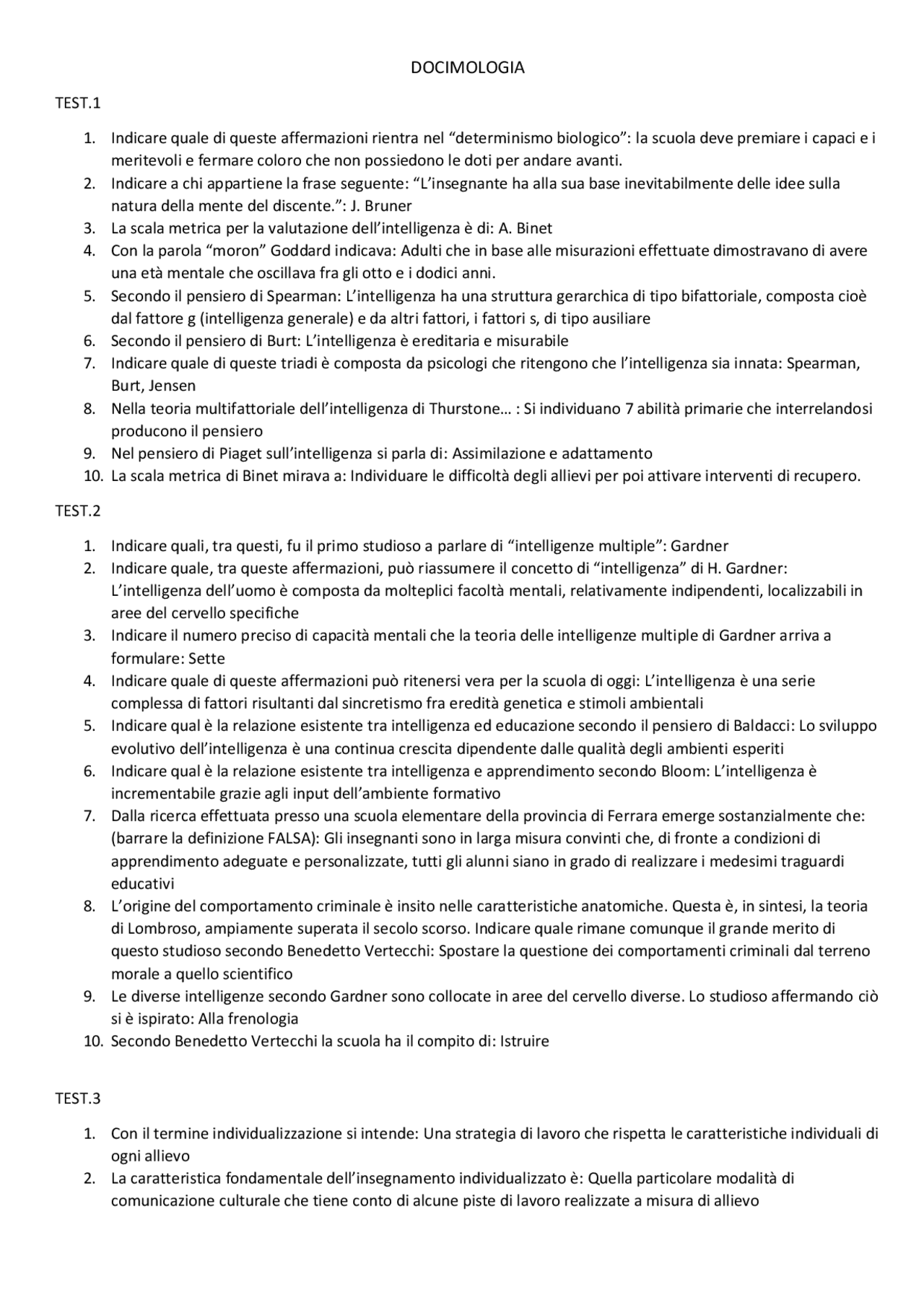 Docimologia Generale Due Docsity