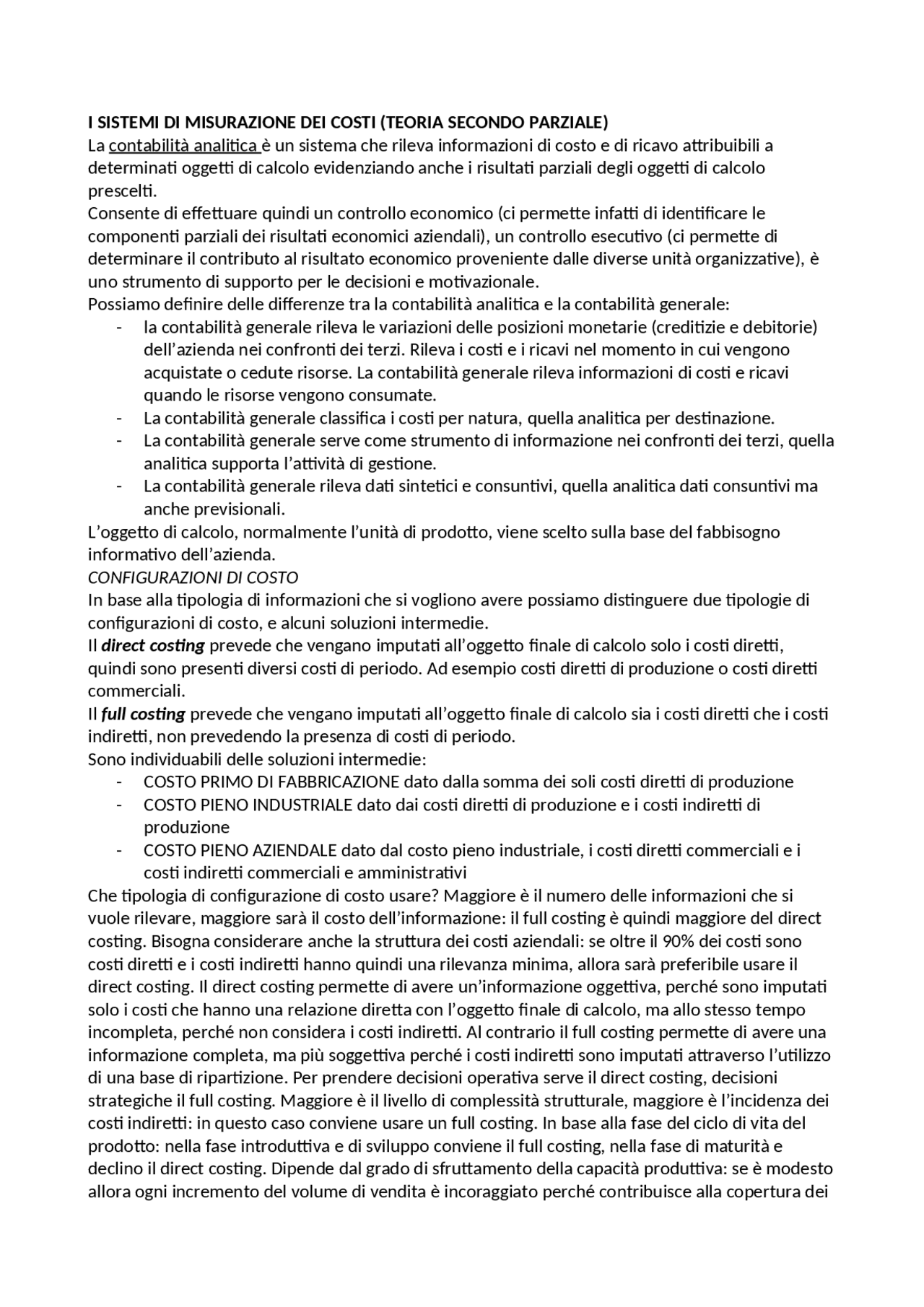 Sistema Misurazione Dei Costi Docsity