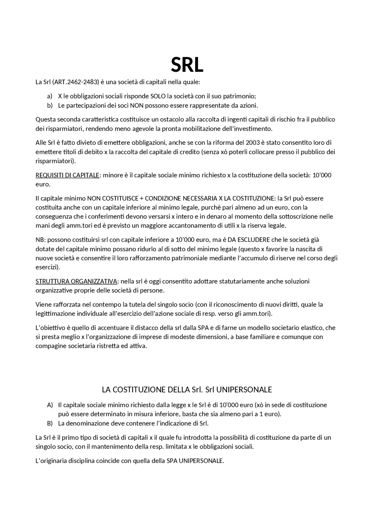Riassunto Società A Responsabilità Limitata Docsity