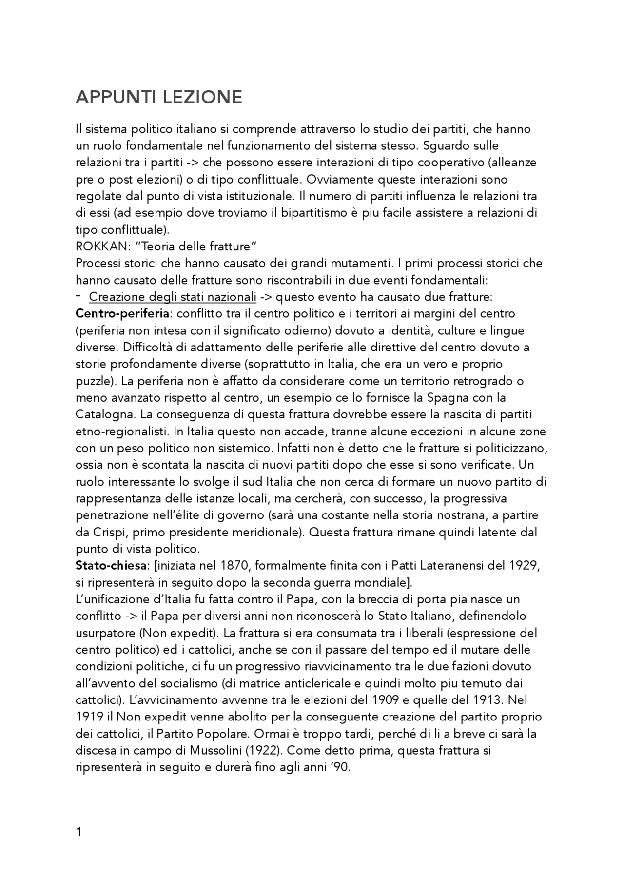 Appunti Completi Lezioni Sistema Politico Italiano Chiaramonte Docsity