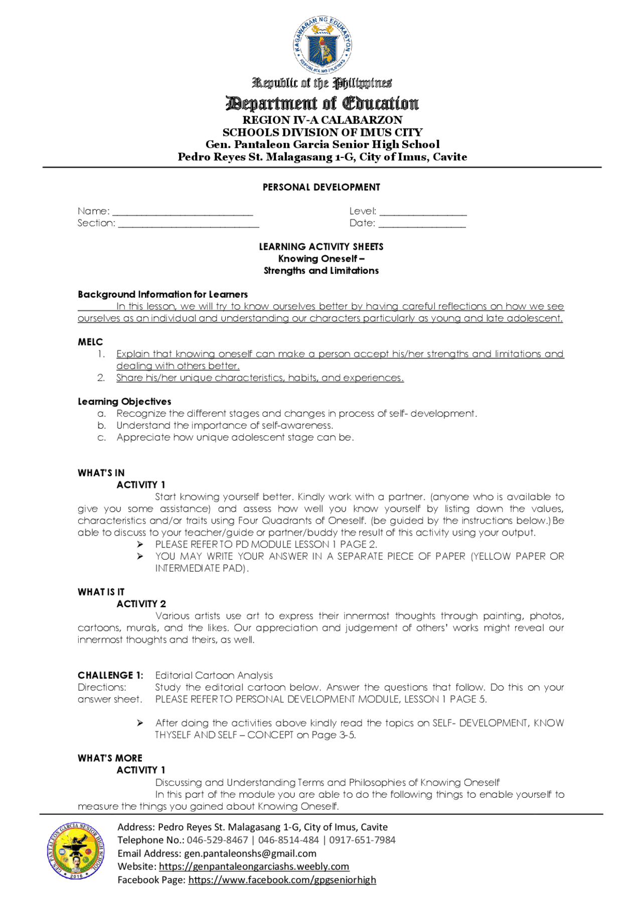 Personal Development Docsity