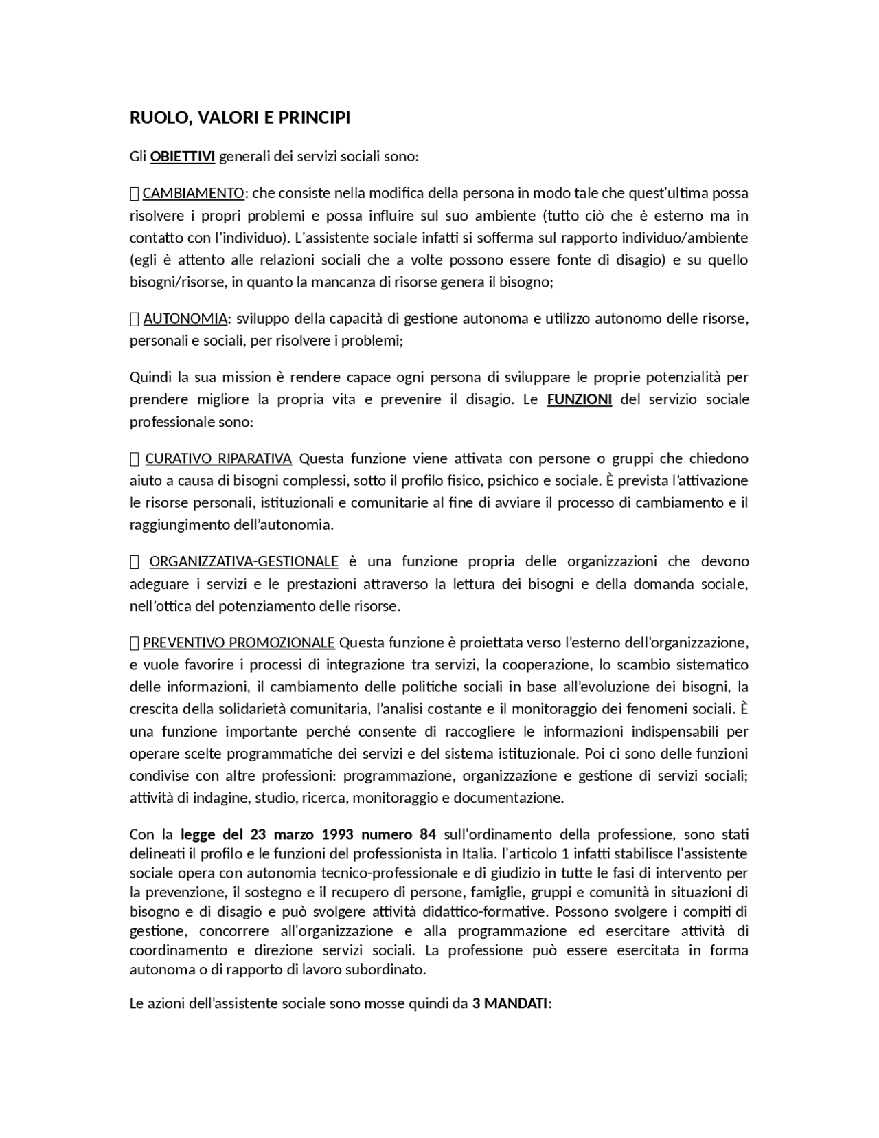 Ruolo Valori Principi E Riferimenti Normativi Assistente Sociale