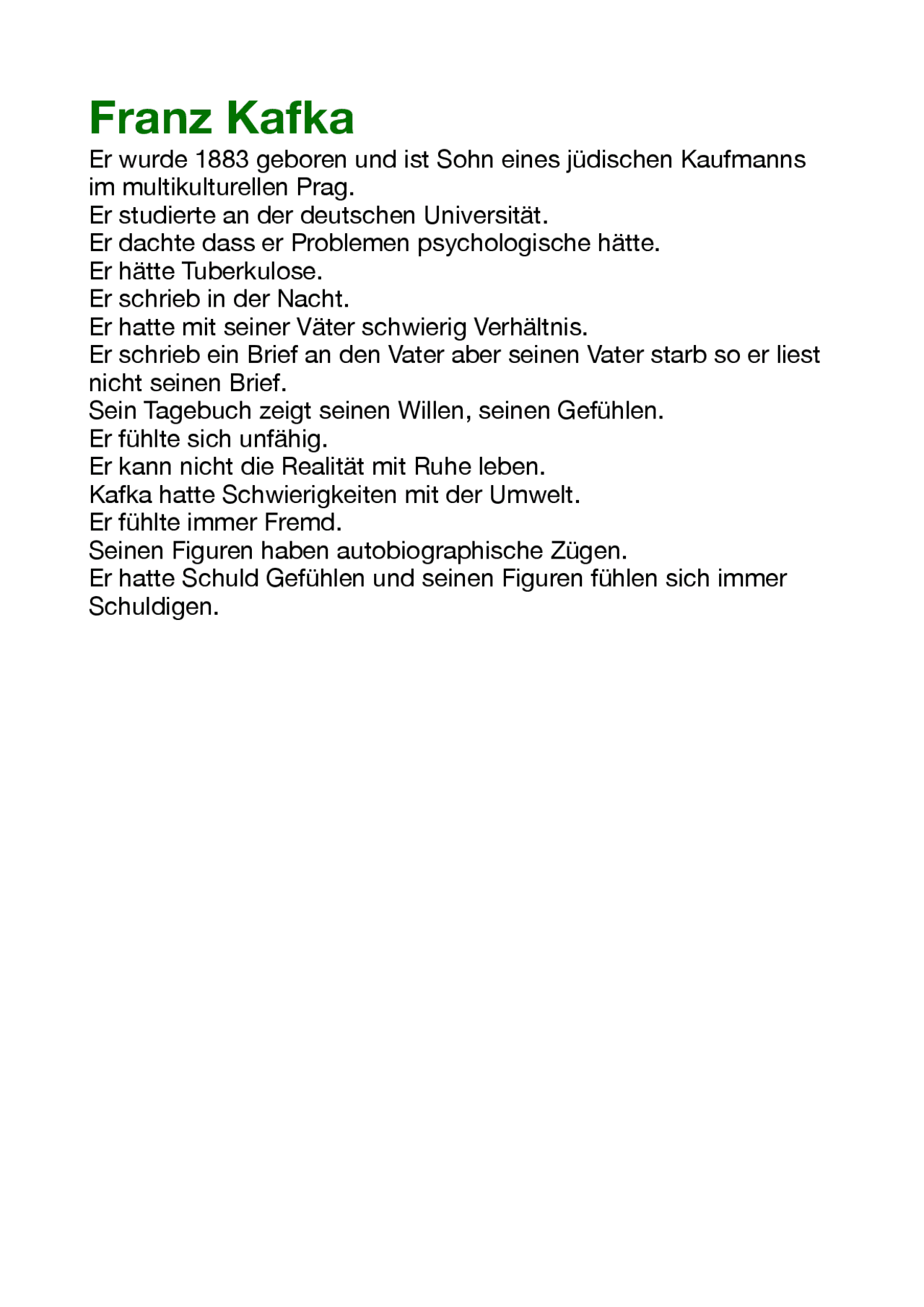 Tedesco Franz Kafka Docsity