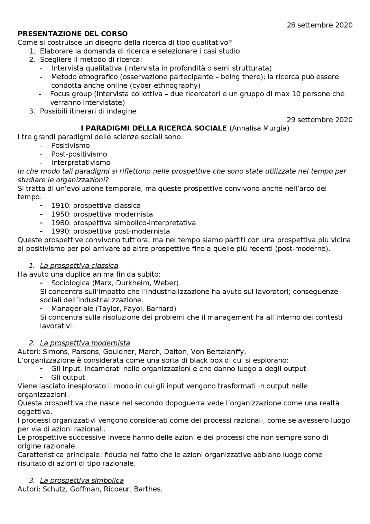Lezioni Di Ricerca Qualitativa Docsity