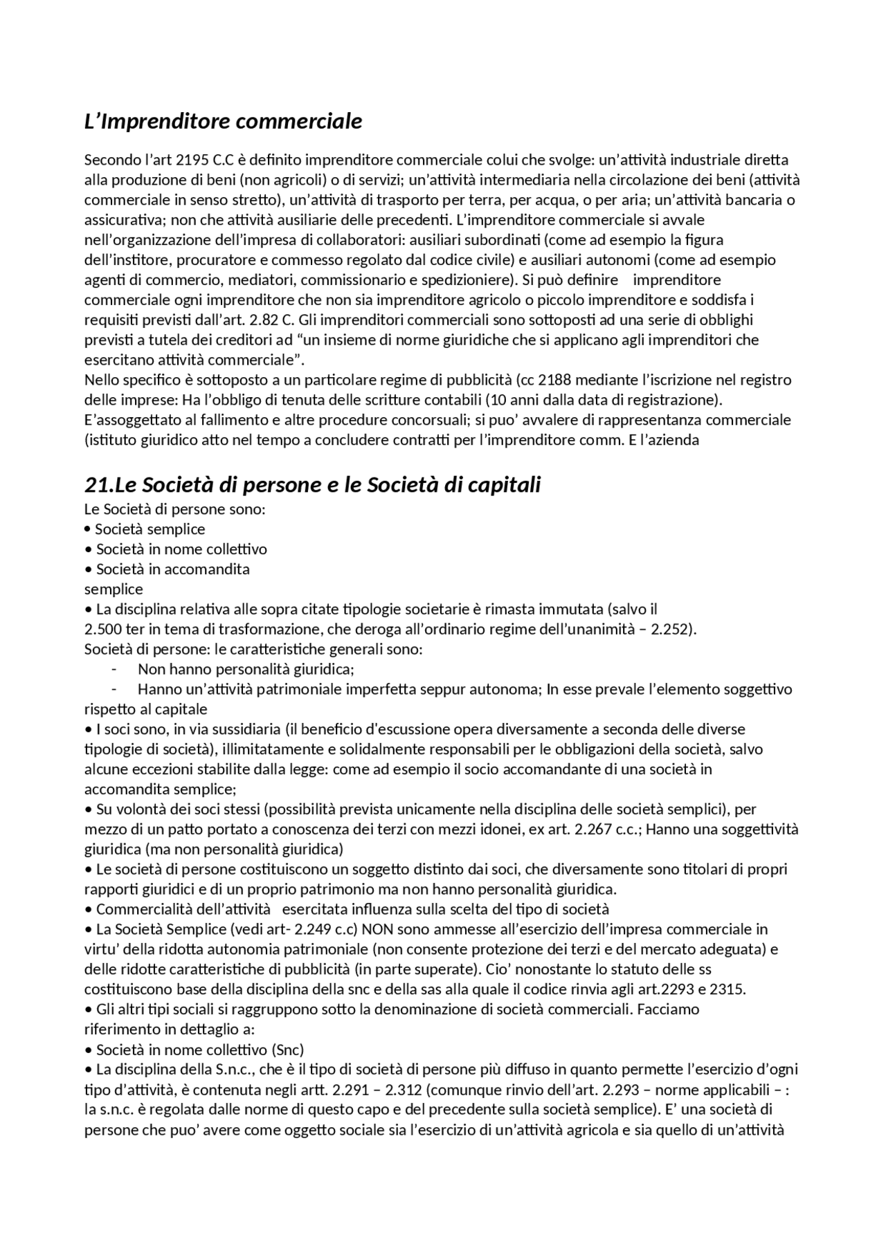 Diritto Commerciale (prof. Giusti): domande aperte con risposte | eCampus | Panieri di Diritto ...