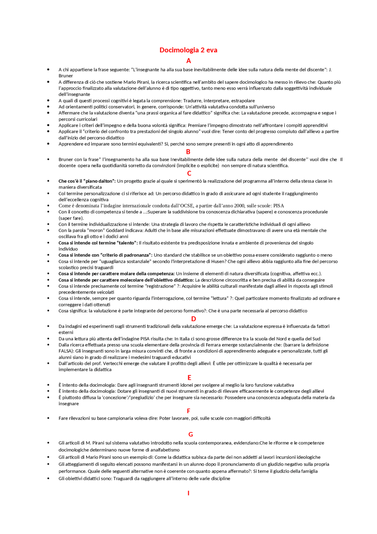 Docimologia File Unico Ottimo Docsity