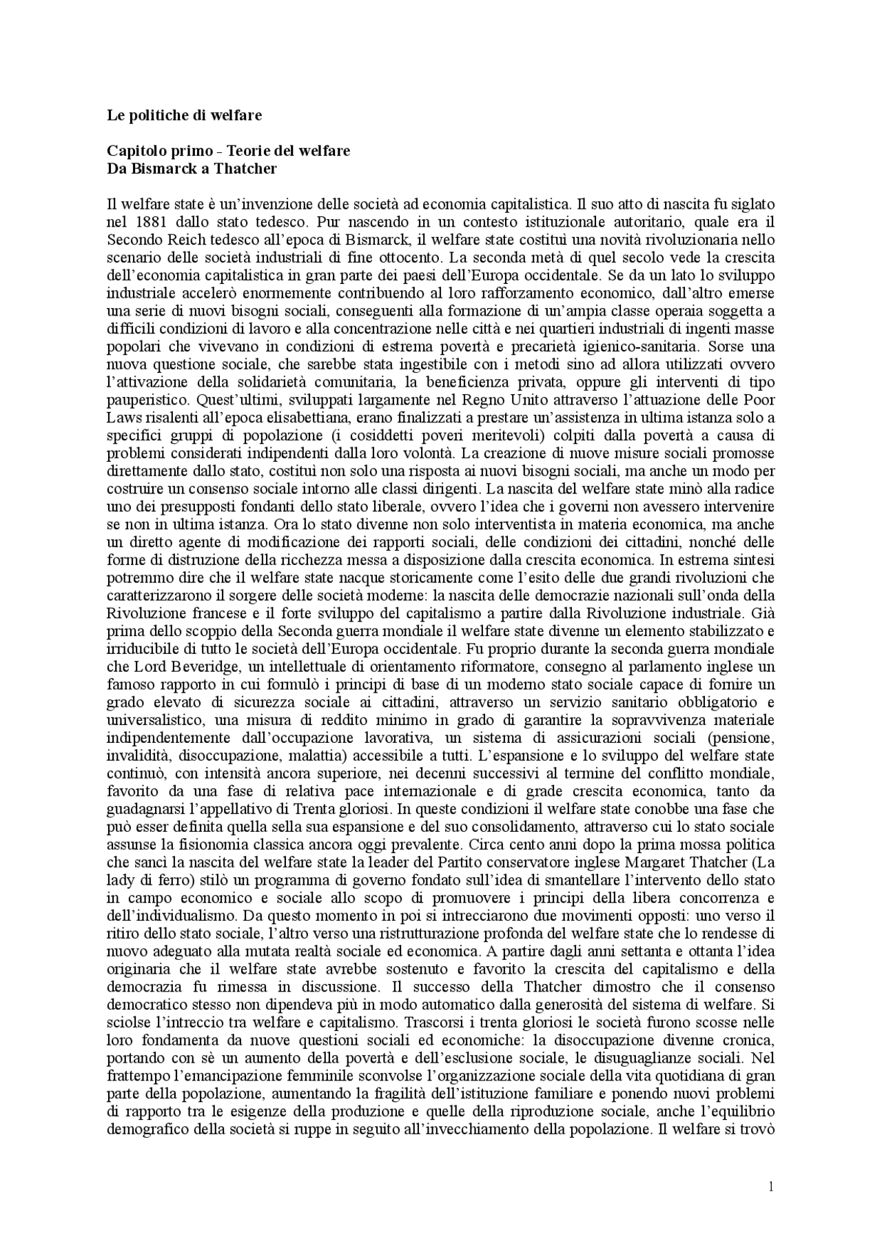 Riassunto Testo Le Politiche Di Welfare Di Ranci C E Pavolini E Docsity