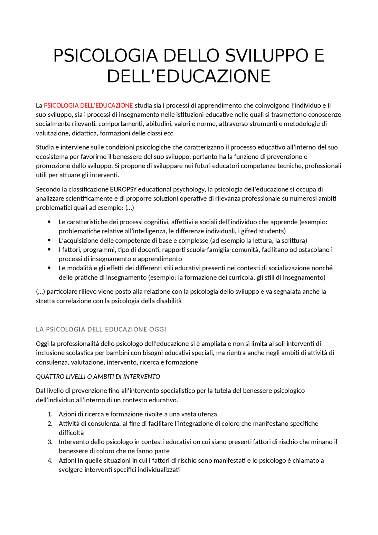 Appunti Lezione Primo Semestre Docsity