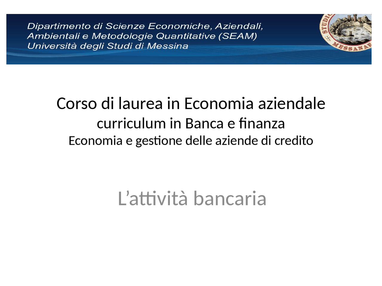 Slide Attività Bancaria Docsity