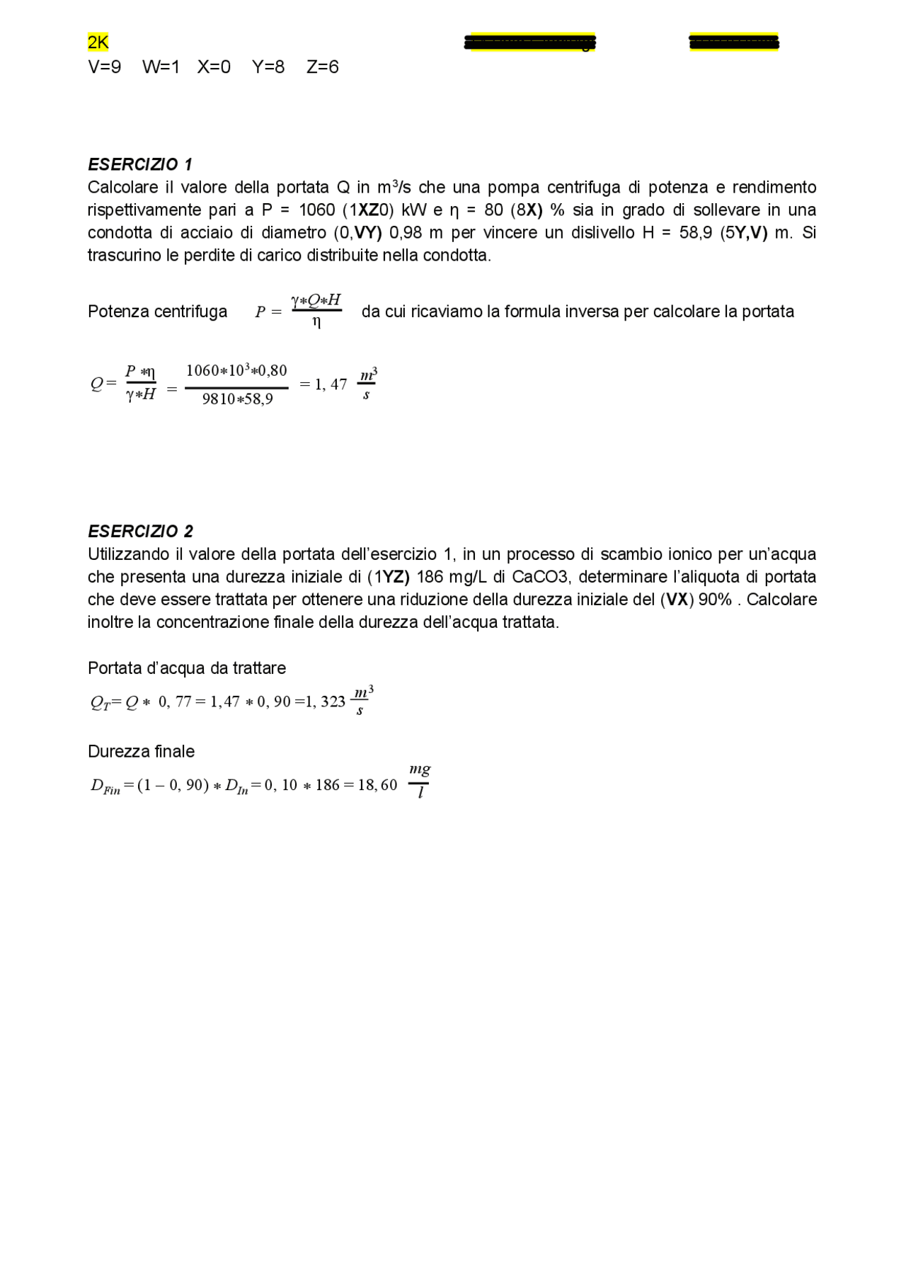 Ingegneria Ambientale Elaborato 2k Docsity