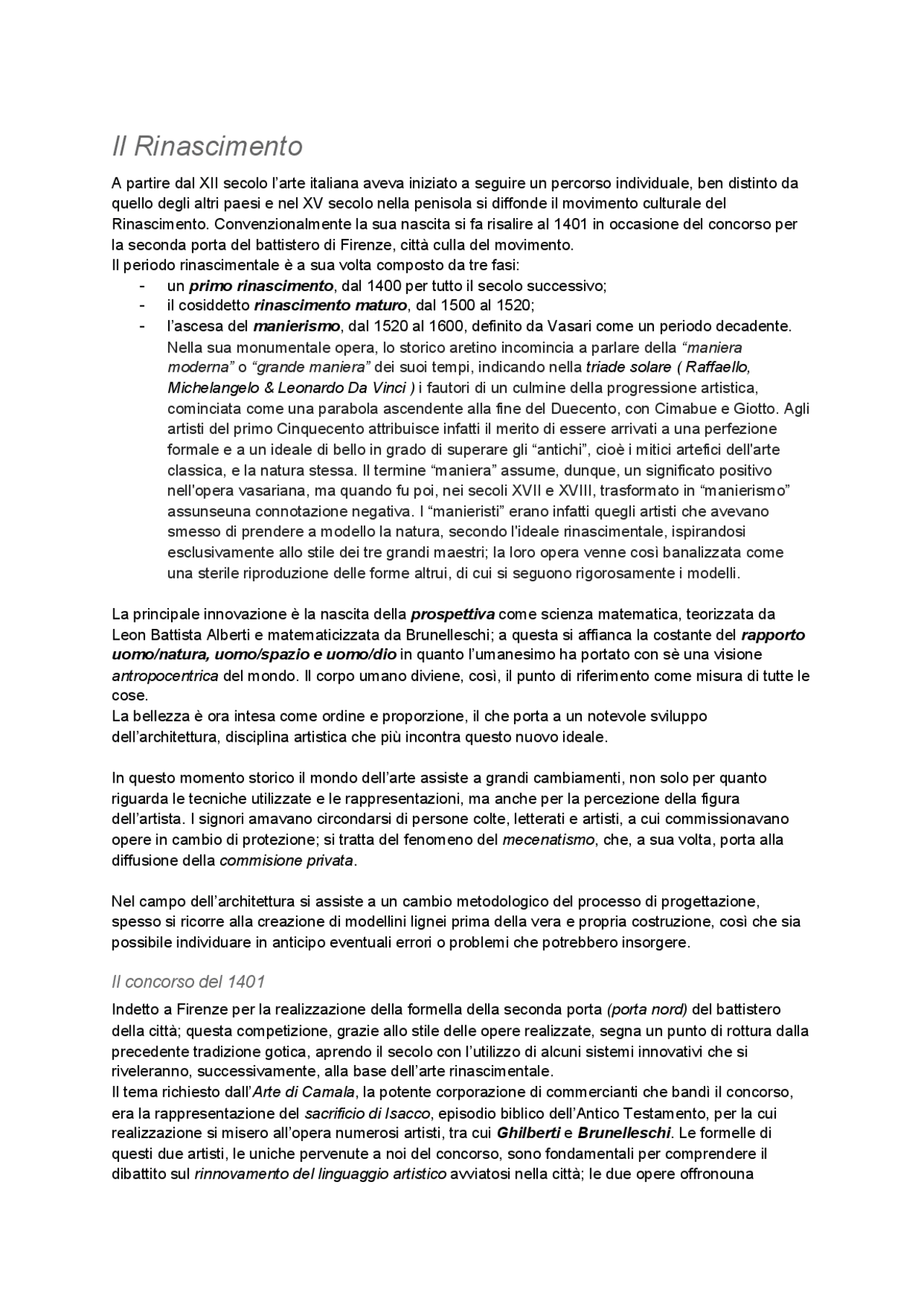 Il Rinascimento E Brunelleschi Docsity