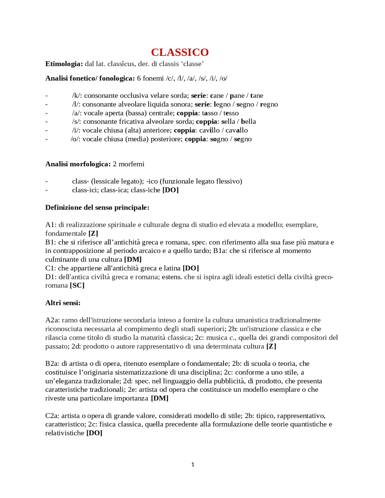 Analisi Lessicale Semiotica Classico” Docsity