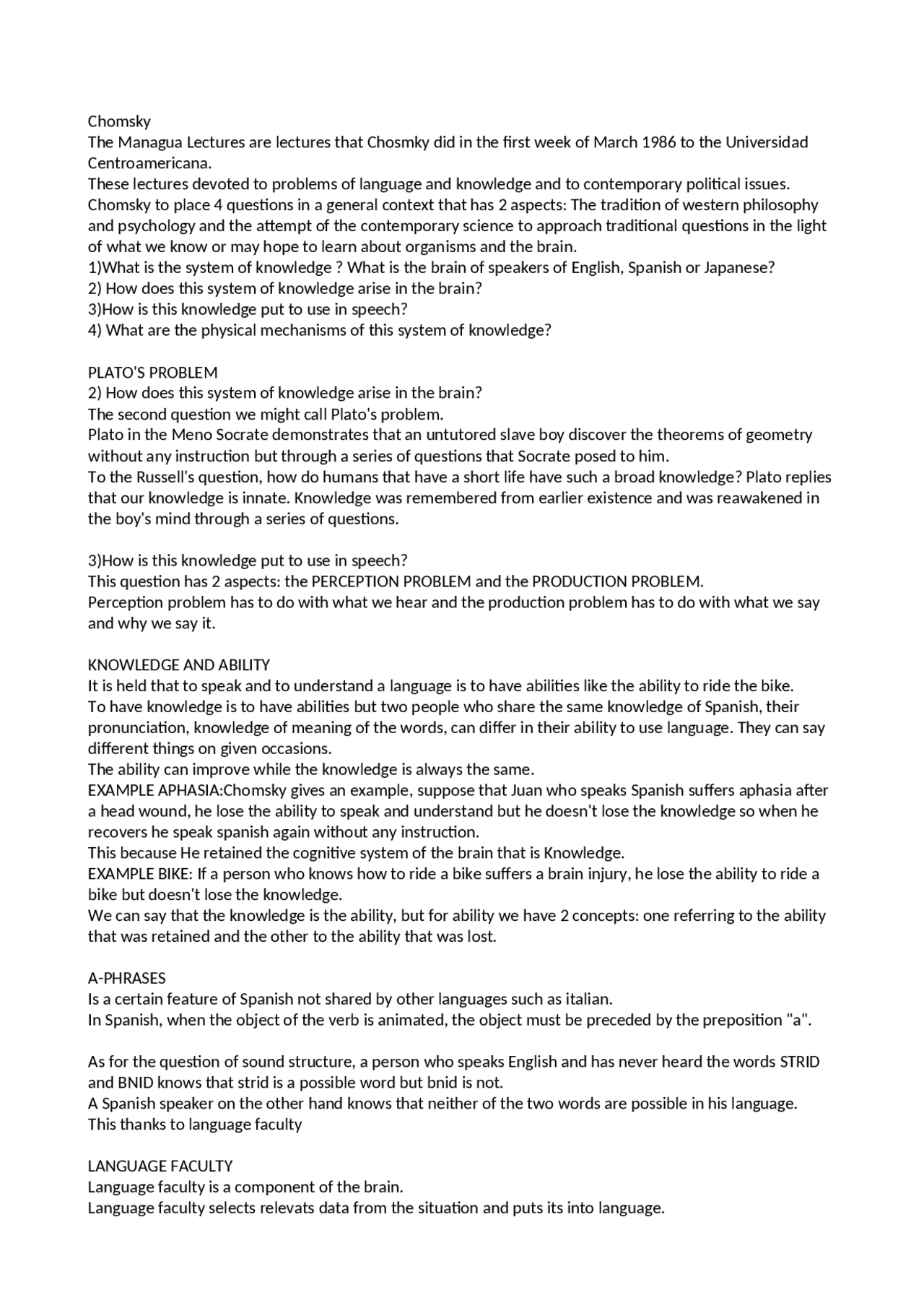 Riassunto Noam Chomsky Docsity