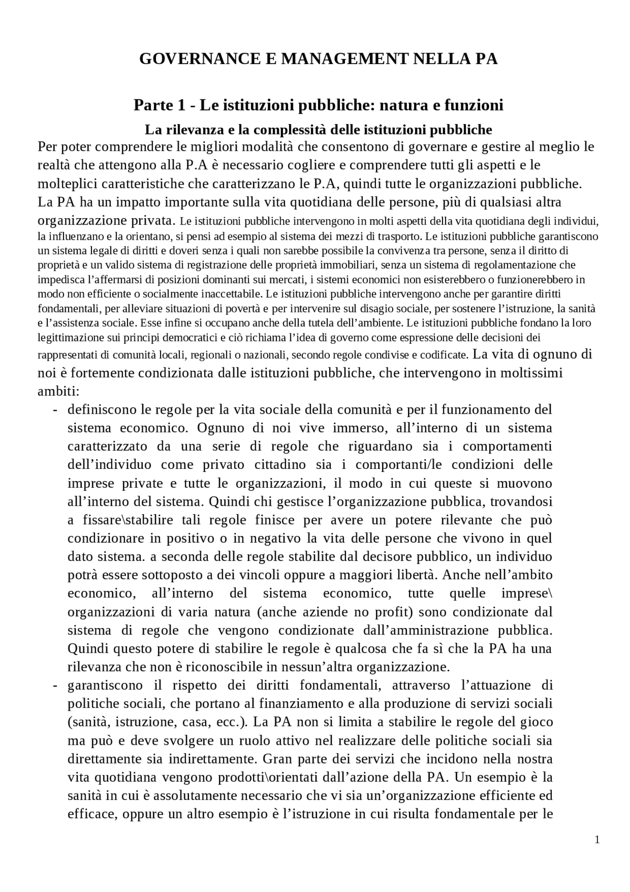 Riassunto Governance E Management Nella Pa Docsity
