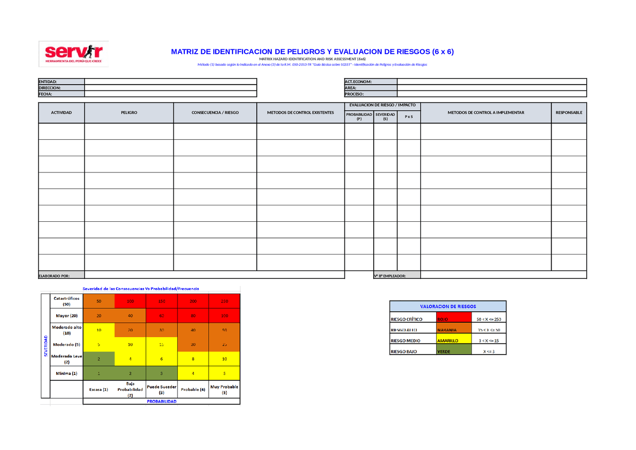 Matriz 6x6 IPER modelo | Esquemas y mapas conceptuales de Salud Pública ...