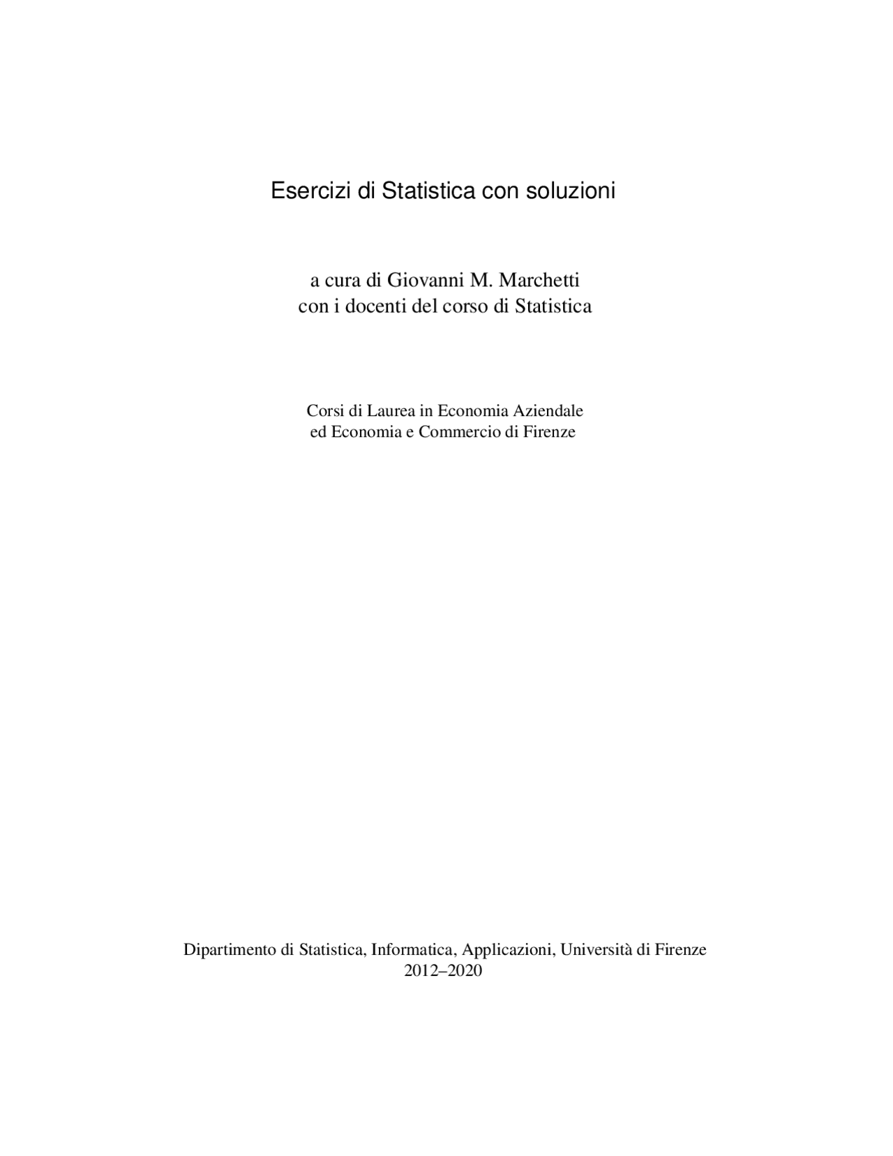 Esercizi Di Statistica Con Soluzioni Esercizi Di Statistica Docsity