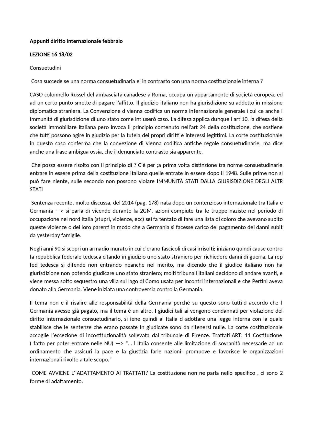 Appunti Diritto Internazionale Docsity