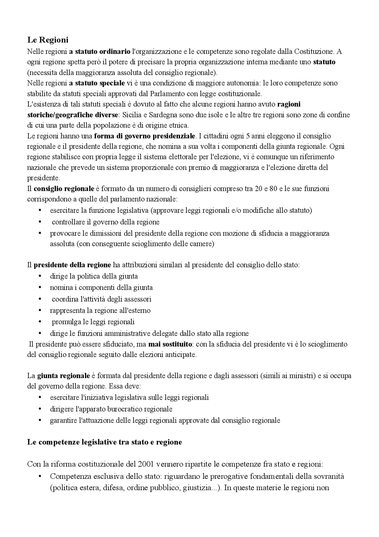 Le regioni italiane - Docsity