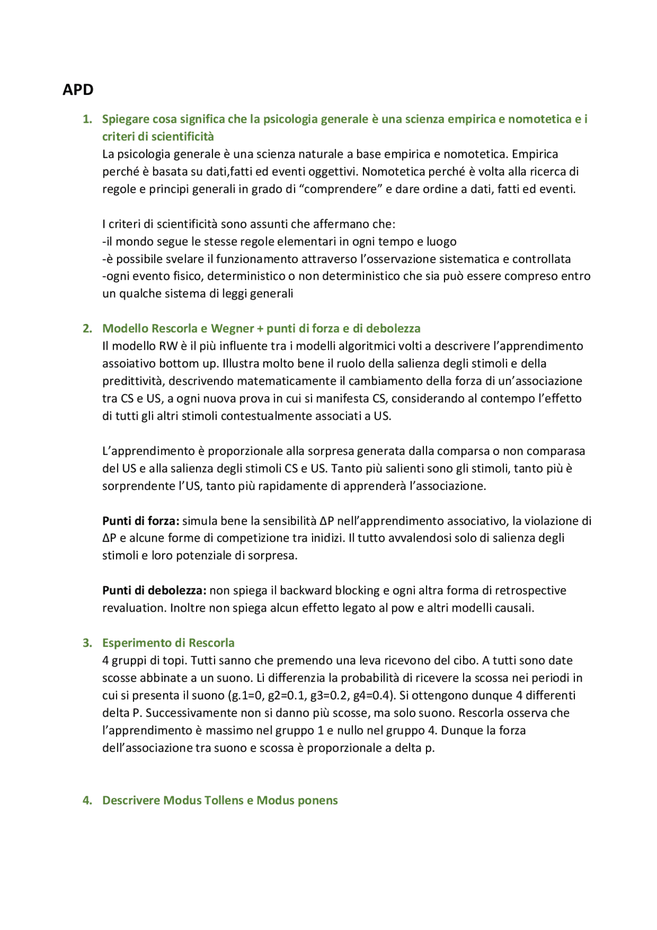 Domande Aperte Di Apprendimento Pensiero E Decisione Docsity