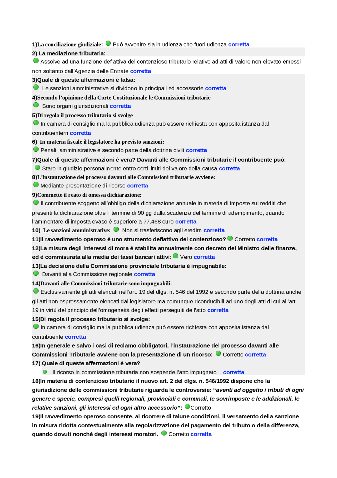 Test N5 Svolto Di Diritto Tributario Docsity