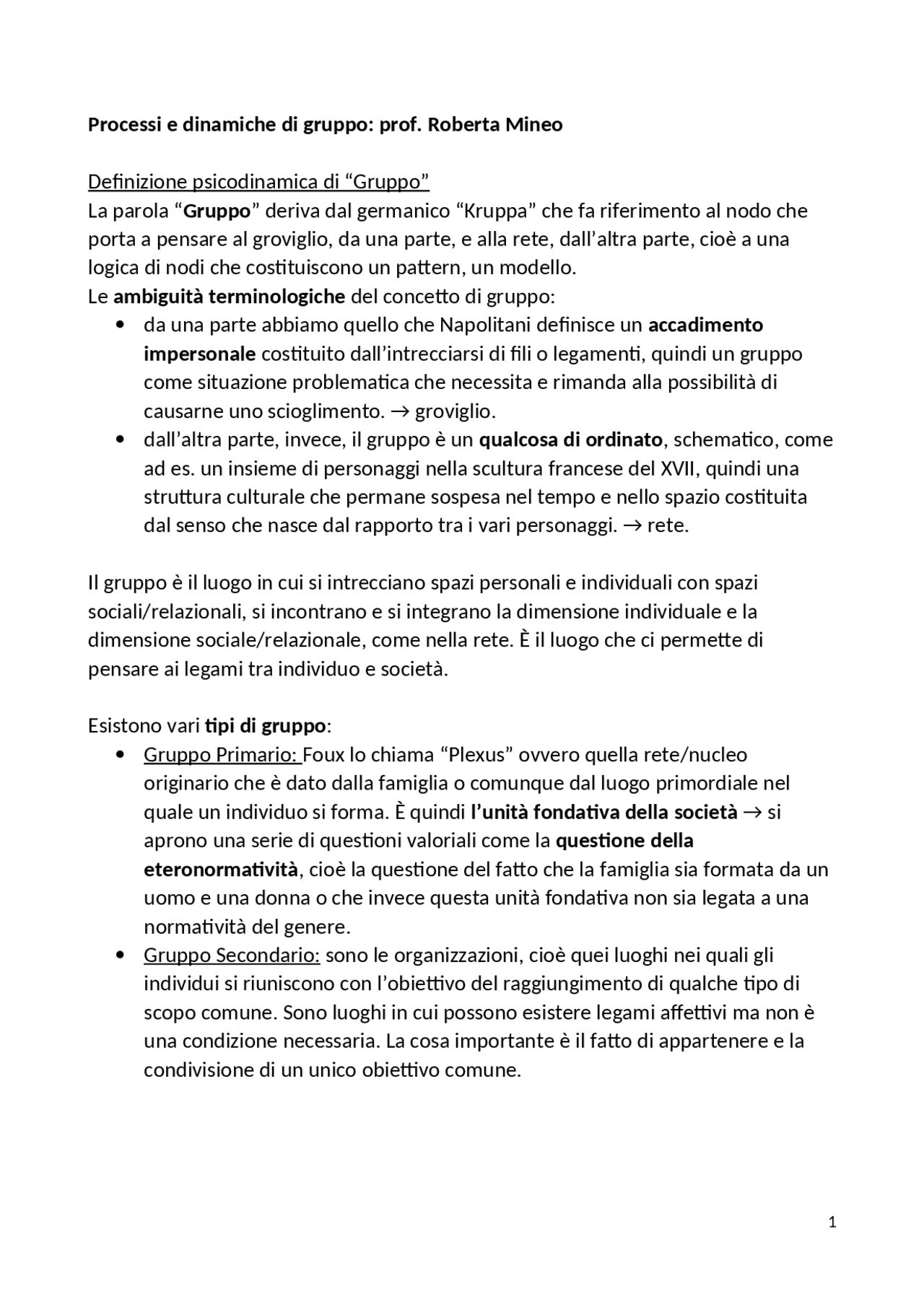 Processi E Dinamiche Di Gruppo Docsity