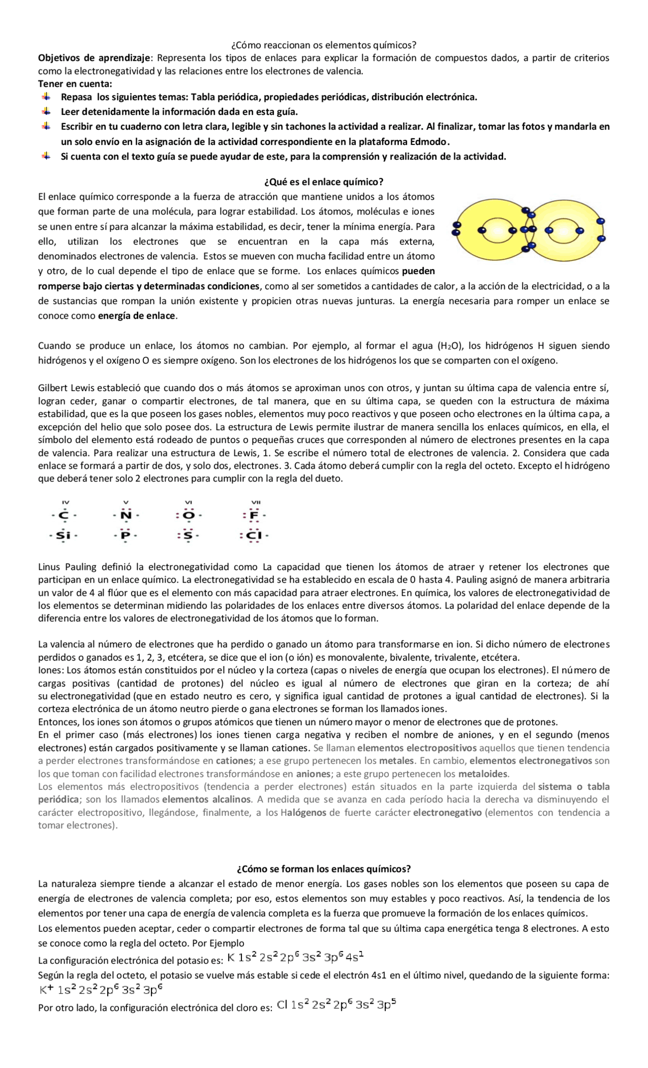 Guia De Enlaces Quimicos Docsity