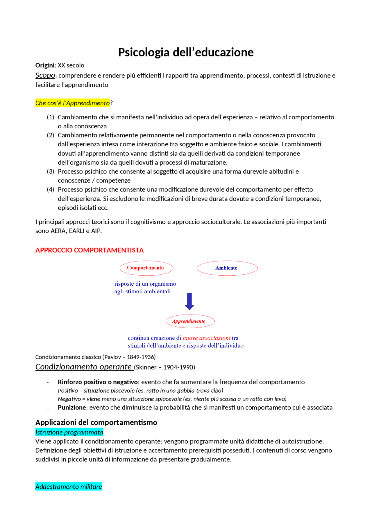Dispense programma d'esame completo "PSICOLOGIA DELL'EDUCAZIONE" - Docsity