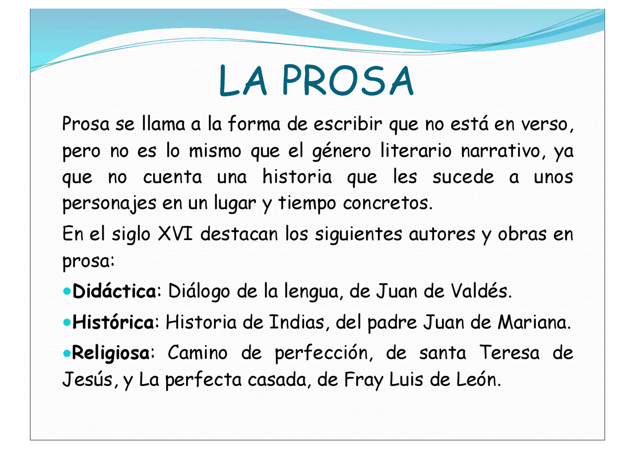 La prosa renacentista - Docsity