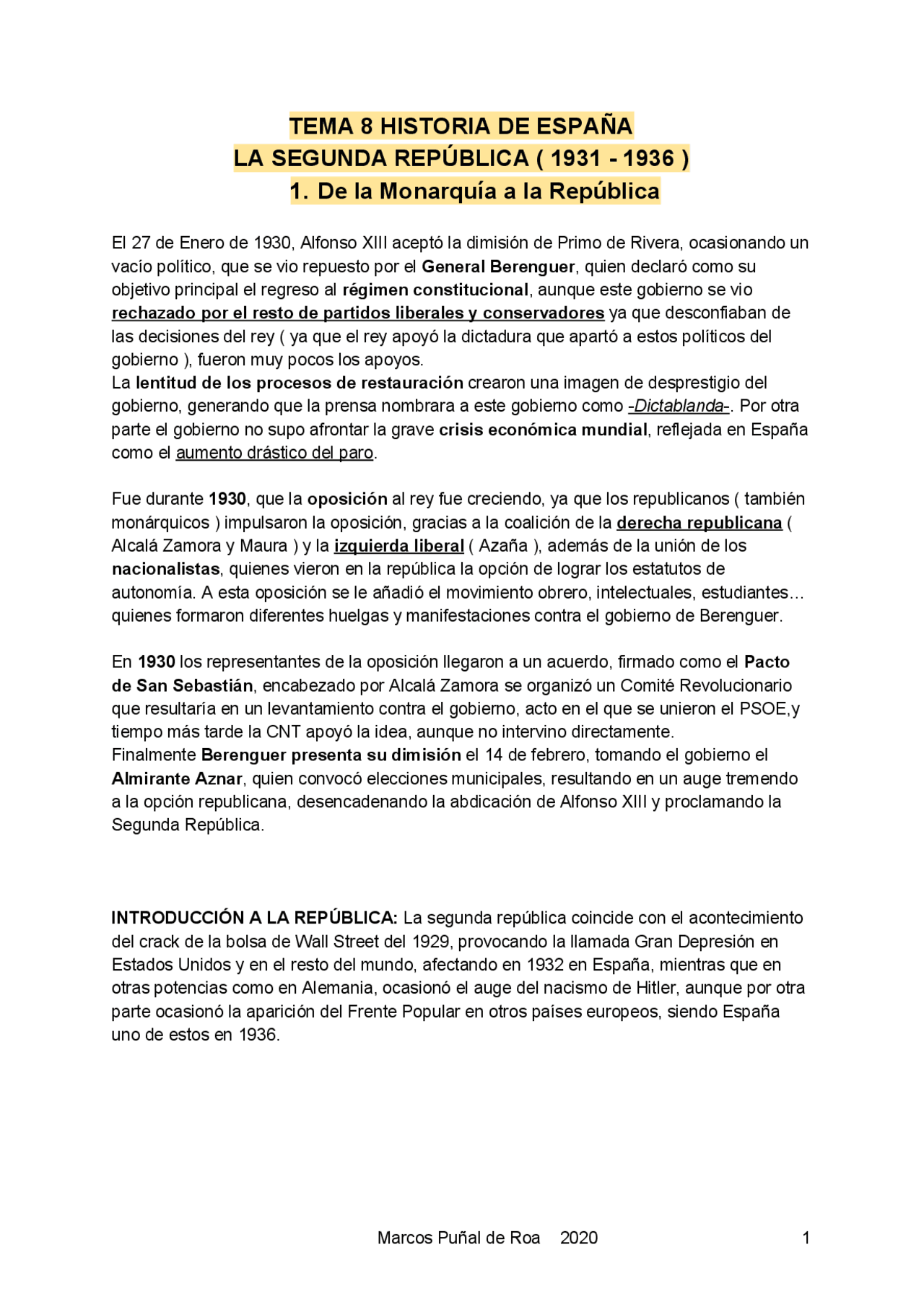 Historia De España 2º Bachillerato Evau Docsity