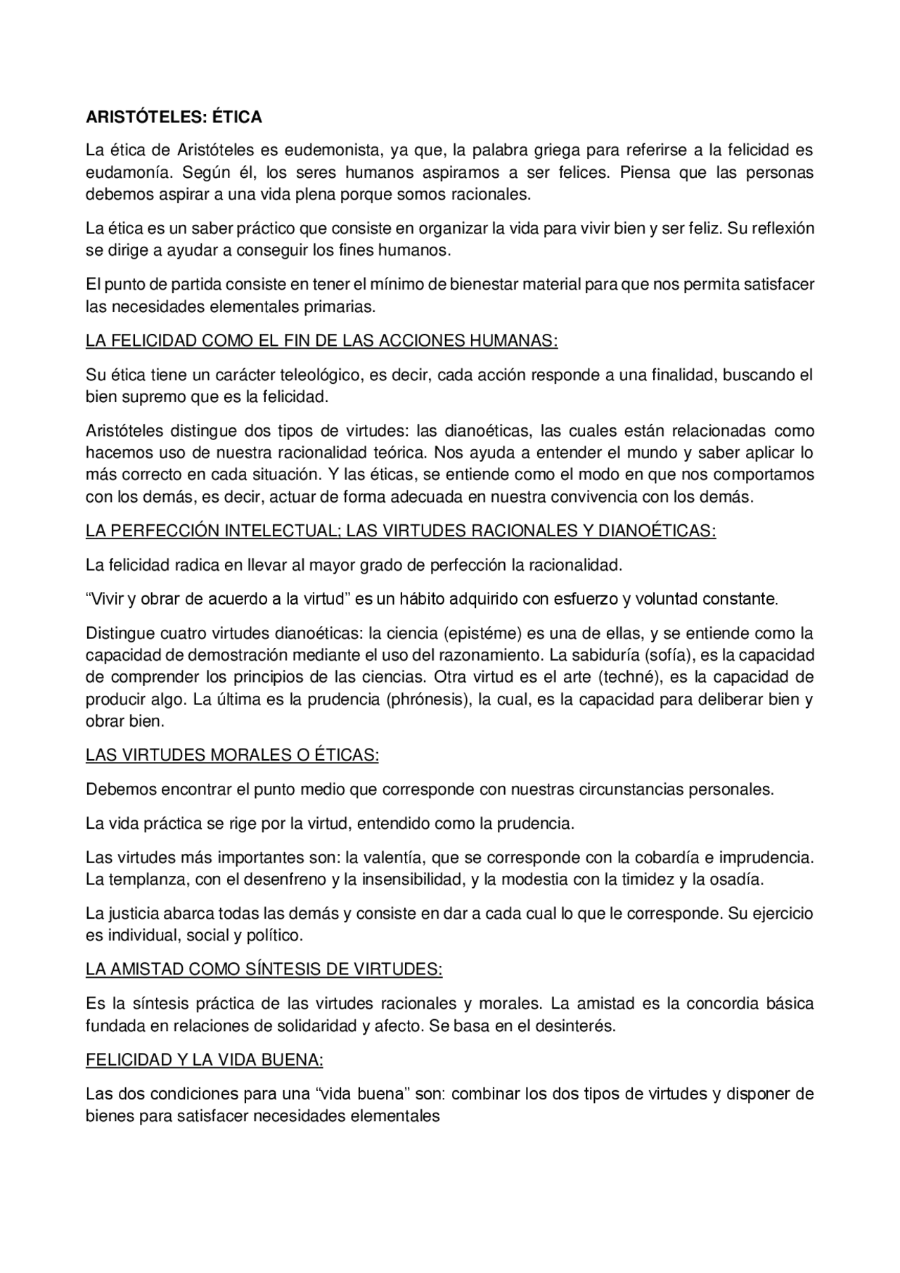 Ética AristÓteles 2bachillerato Docsity