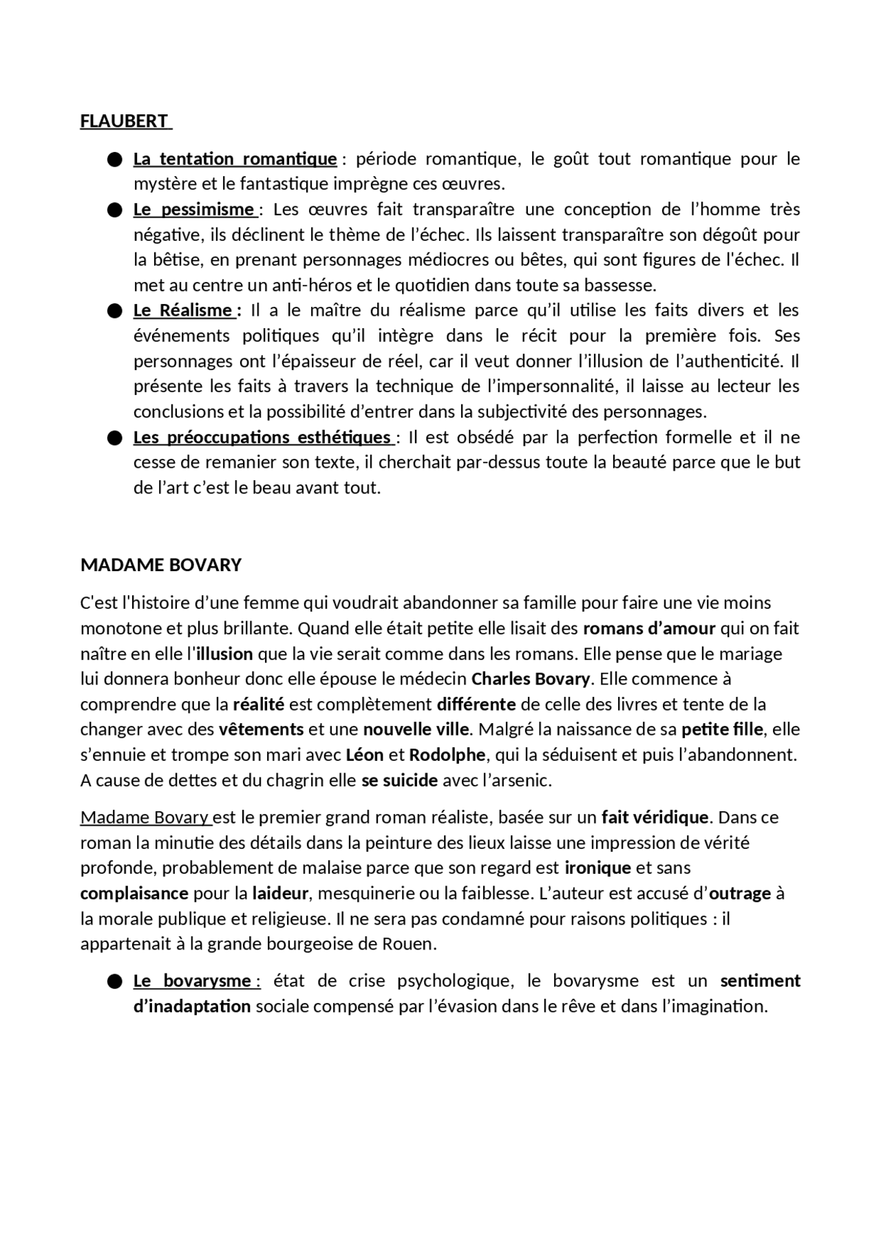 Letteratura Zola Flaubert Baudelaire Docsity