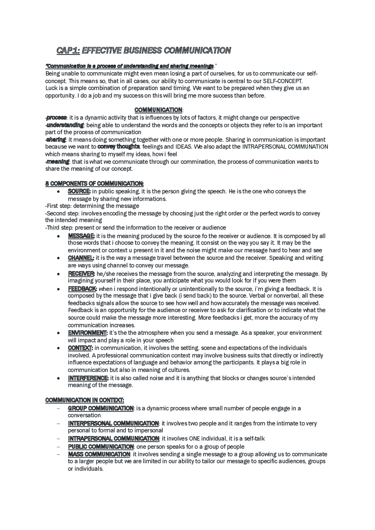 English Business Communication Docsity
