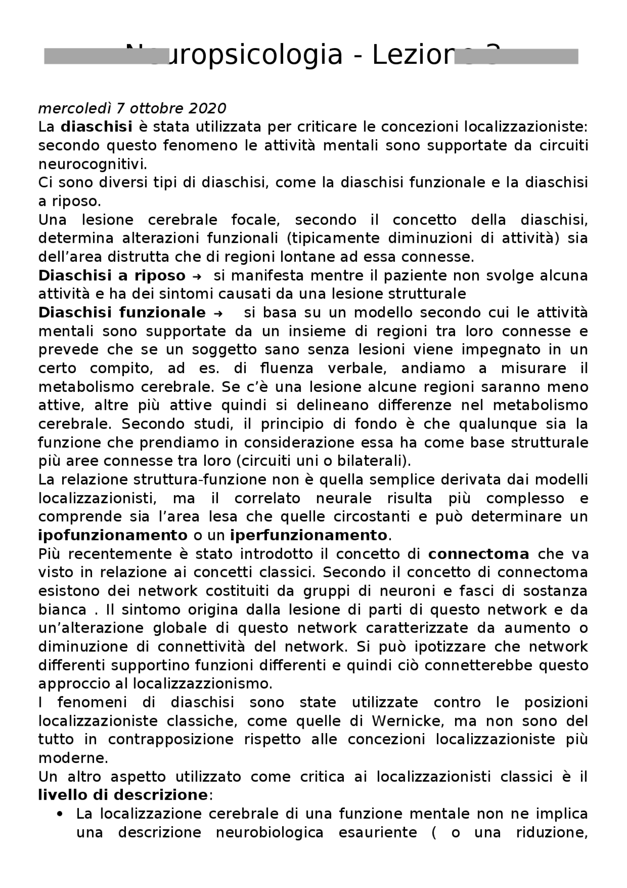 Lezione 3 Neuropsicologia Bicocca Vallar Docsity