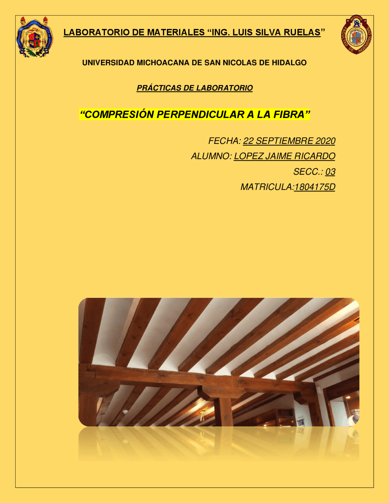 COMPRESION PERPENDICULAR A LA FIBRA DE MADERA - Docsity