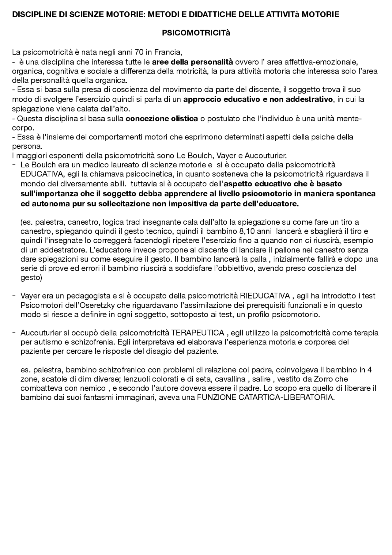 Metodi E Didattiche Dellattività Motoria Docsity