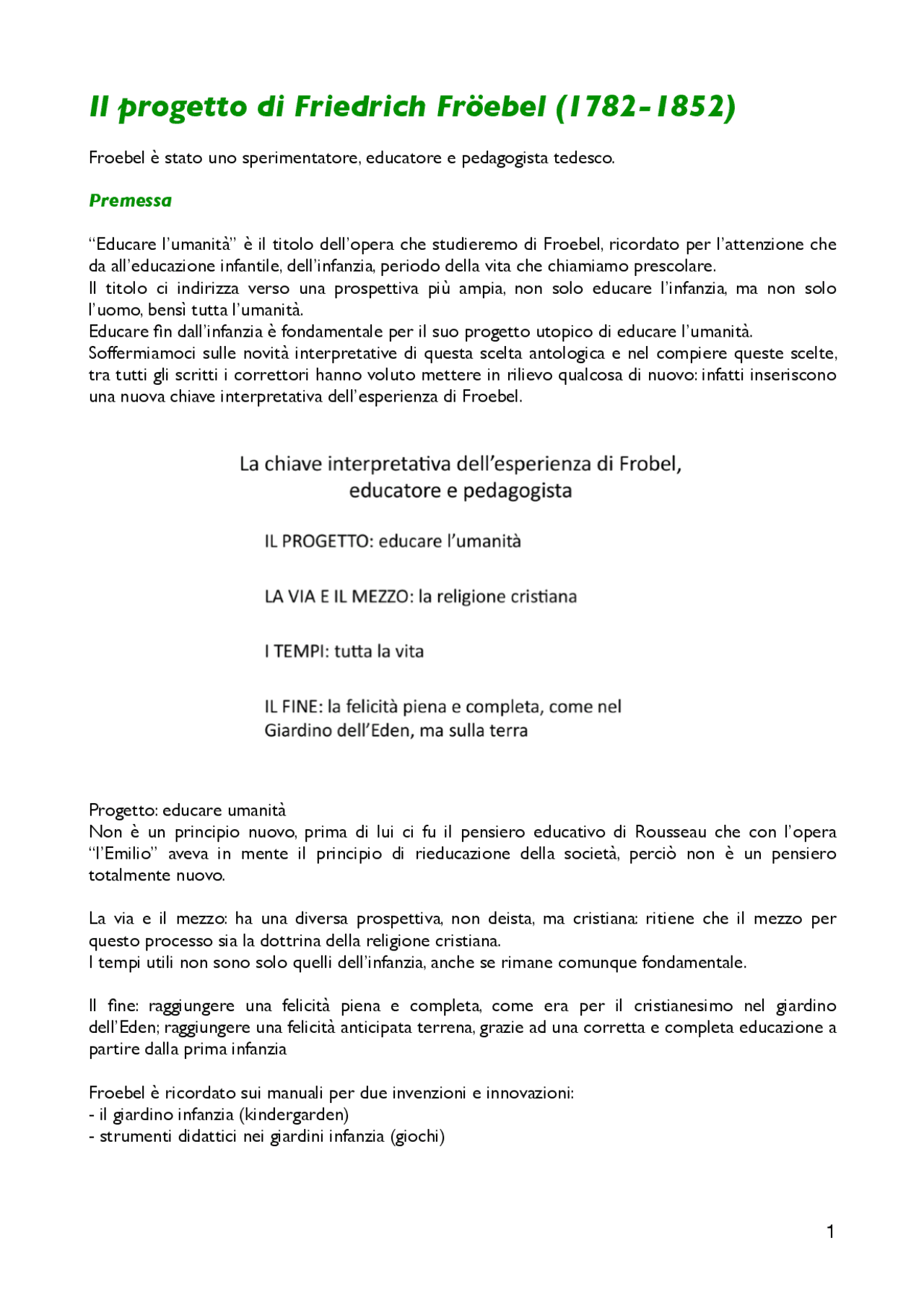 Froebel Storia Delleducazione Docsity