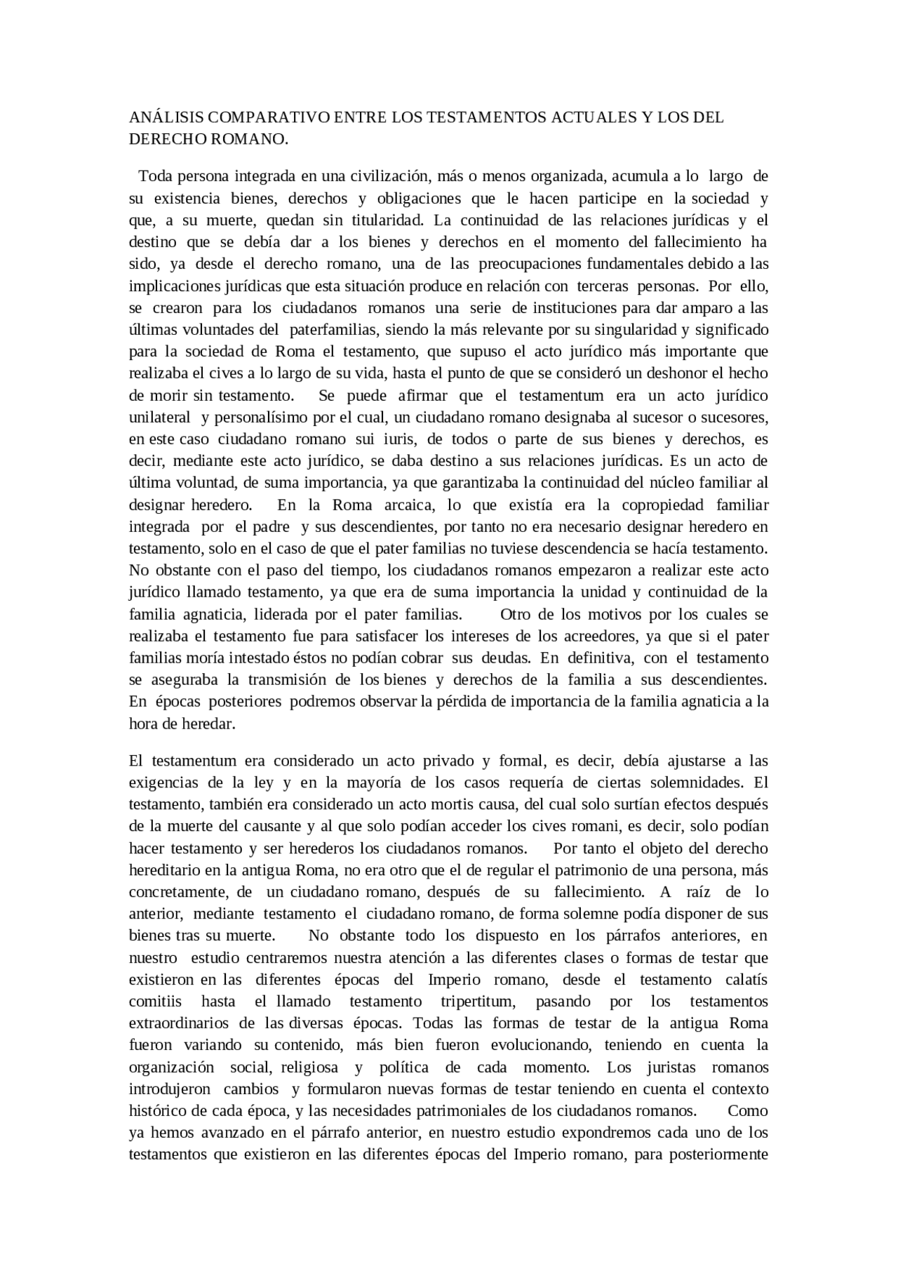 El testamento según ULPIANO | Ejercicios de Derecho Romano | Docsity