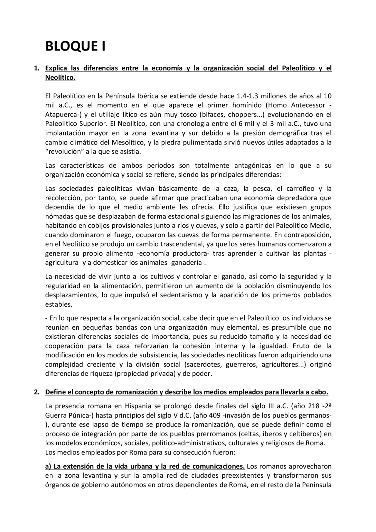 Primer Bloque De Historia De España Docsity